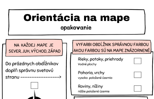 Orientácia na mape - Výnimočné školy - Učíme sa spolu online
